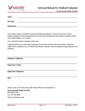 Fillable Online Informed Refusal For Medical Evaluation Fax Email Print ...