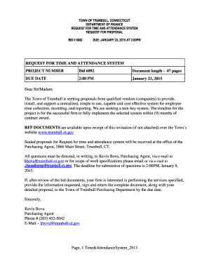 Fillable Online REQUEST FOR TIME AND ATTENDANCE SYSTEM Fax Email Print ...