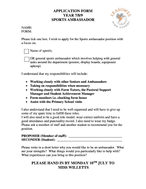 Fillable Online SPORTS AMBASSADOR Fax Email Print - pdfFiller