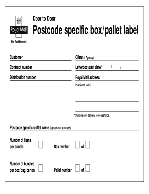 Fillable Online Postcode specific box/pallet label Fax Email Print ...