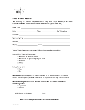 Fillable Online Food Waiver Request Fax Email Print - pdfFiller