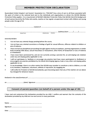 Fillable Online MEMBER PROTECTION DECLARATION Fax Email Print - pdfFiller