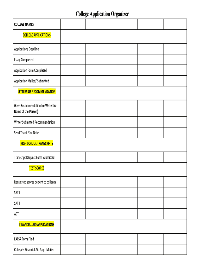 Fillable Online College Application Organizer - Constellation Schools: Parma ... Fax Email Print ...