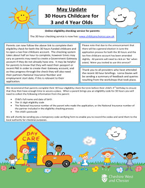 Fillable Online 30 Hours Childcare for Fax Email Print - pdfFiller