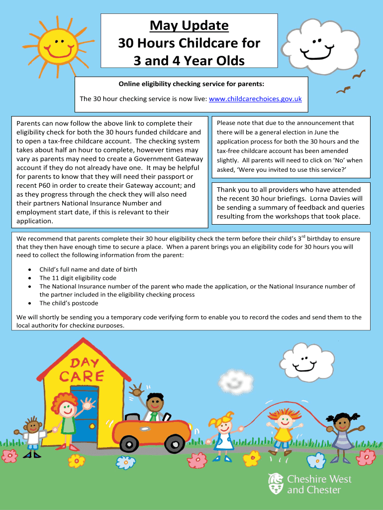 Fillable Online 30 Hours Childcare for Fax Email Print - pdfFiller