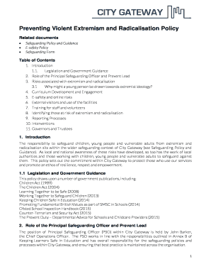 Fillable Online Preventing Violent Extremism and Radicalisation Policy ...