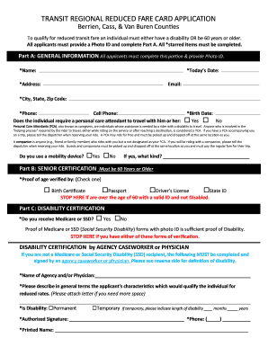 Fillable Online TRANSIT REGIONAL REDUCED FARE CARD APPLICATION Fax ...