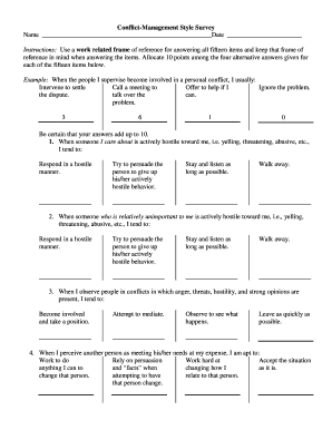 Fillable Online Conflict-Management Style Survey Fax Email Print ...