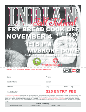 Fillable Online FRY BREAD COOK OFF Fax Email Print - pdfFiller