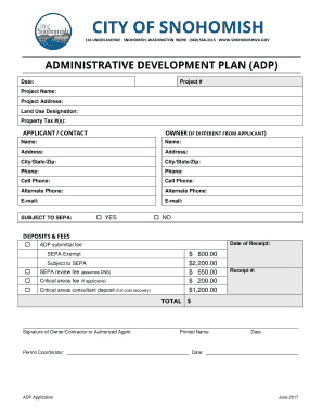 Fillable Online ADMINISTRATIVE DEVELOPMENT PLAN (ADP) Fax Email Print ...