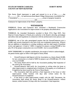 Fillable Online This Surety Bond Agreement is made and entered in to as ...