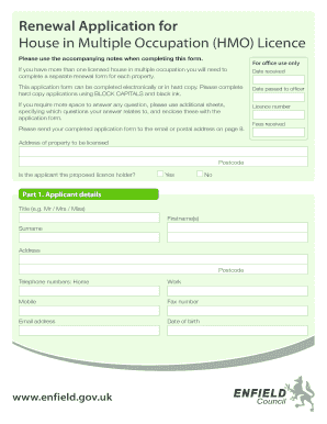 Fillable Online House in Multiple Occupation (HMO) Licence Fax Email ...