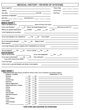 Fillable Online MEDICAL HISTORY / REVIEW OF SYSTEMS Fax Email Print ...