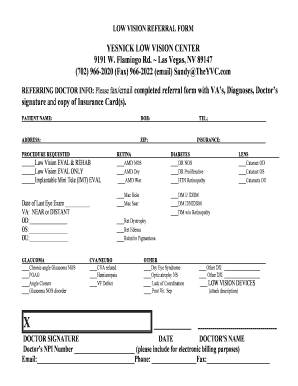 Fillable Online LOW VISION REFERRAL FORM Fax Email Print - pdfFiller