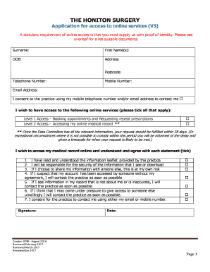 Fillable Online THE HONITON SURGERY Fax Email Print - pdfFiller