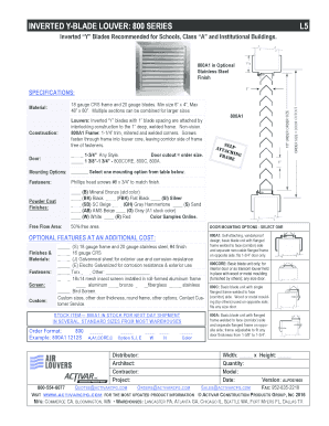 Fillable Online INVERTED Y-BLADE LOUVER: 800 SERIES Fax Email Print ...