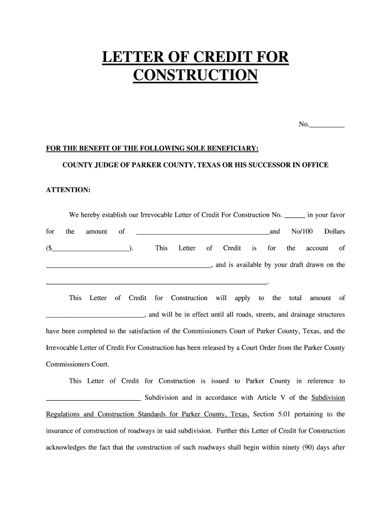 Fillable Online LETTER OF CREDIT FOR Fax Email Print - pdfFiller