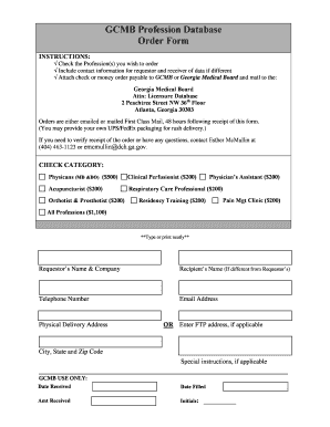 Fillable Online medicalboard georgia GCMB Profession Database Fax Email ...