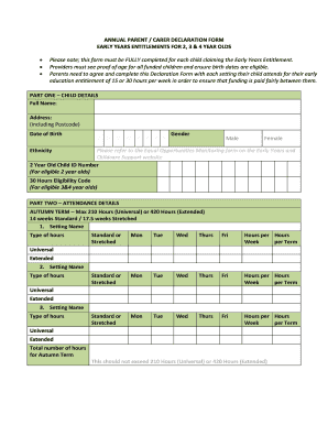 Fillable Online lccdataexchange lincolnshire gov ANNUAL PARENT / CARER DECLARATION FORM Fax ...