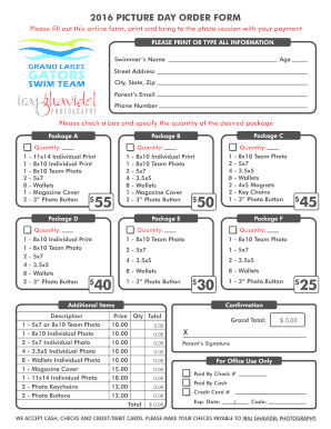 Fillable Online 2016 PICTURE DAY ORDER FORM Fax Email Print - pdfFiller