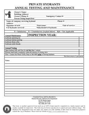Fillable Online PRIVATE HYDRANTS Fax Email Print - pdfFiller