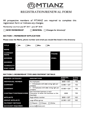 Fillable Online REGISTRATION/RENEWAL FORM Fax Email Print - pdfFiller