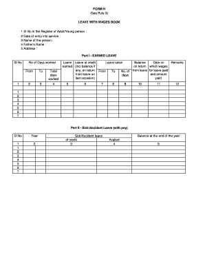 Fillable Online LEAVE WITH WAGES BOOK Fax Email Print - pdfFiller