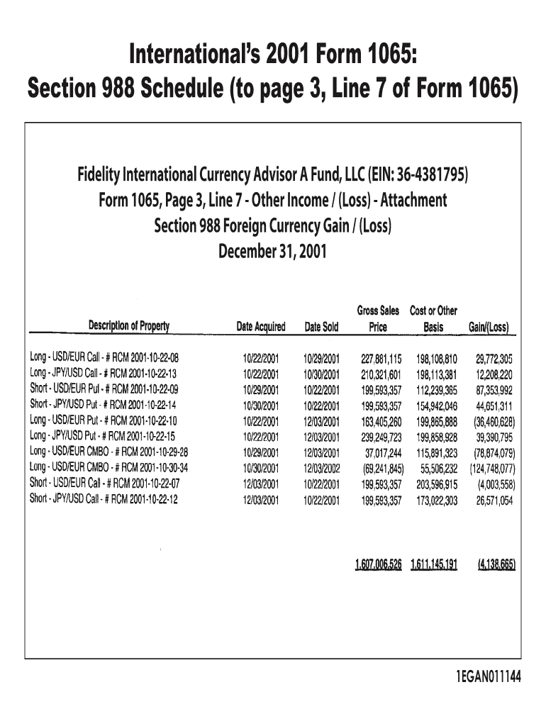 Fillable Online International's 2001 Form 1065: Section 988 Schedule ...