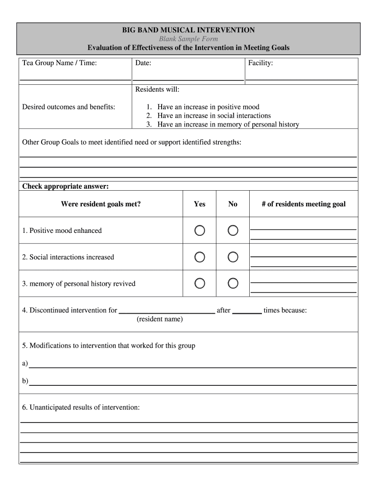 Fillable Online health ny Big Band Intervention - Evaluation of ...