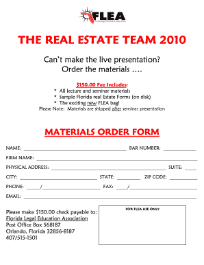 Fillable Online flssi Materials Only Order Form.docx Fax Email Print - pdfFiller