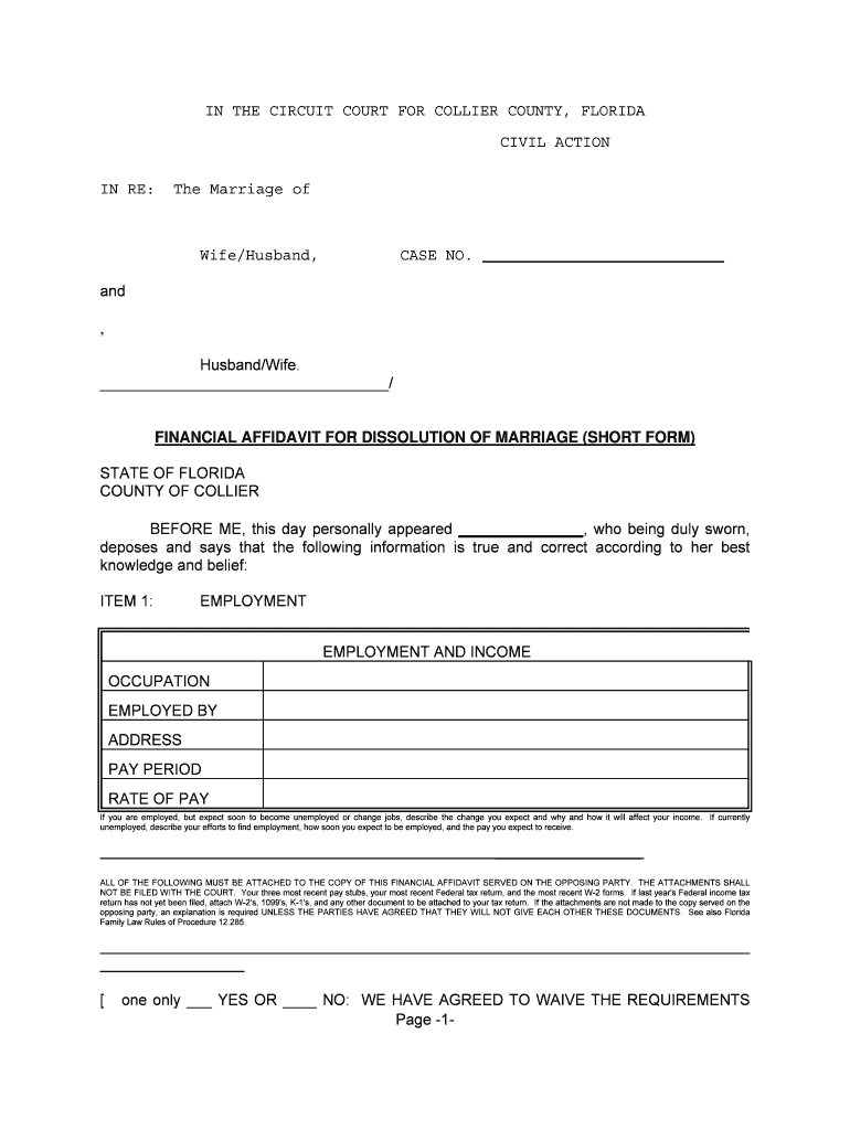 Fillable Online FINANCIAL AFFIDAVIT SHORT 2 - Holly B Chernoff Pa Fax ...