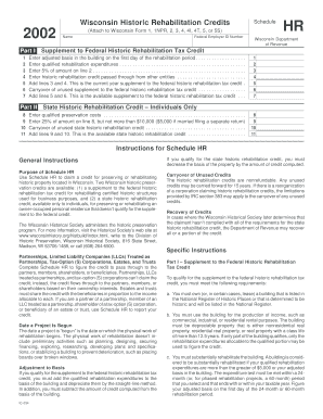 Fillable Online revenue wi 2002 IC-034 Schedule HR Historic ...