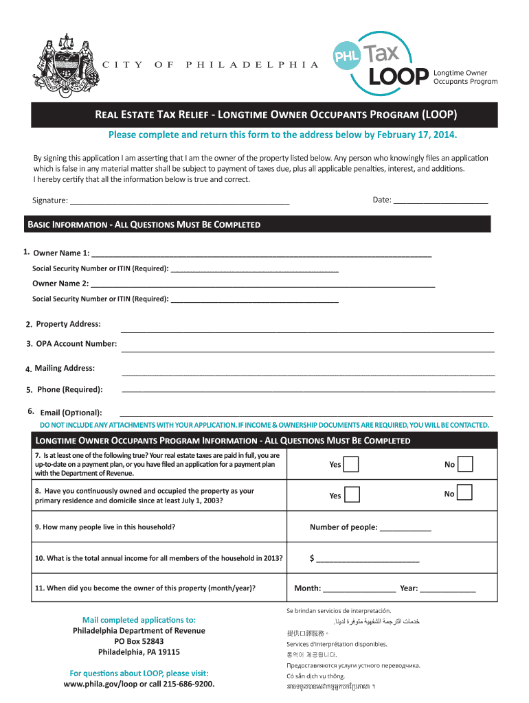 Fillable Online phila Useful information on the Longtime Owner-Occupant ...