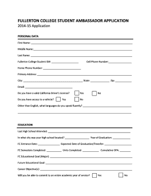 Fillable Online fullcoll Fullerton College Student ID# Fax Email Print ...