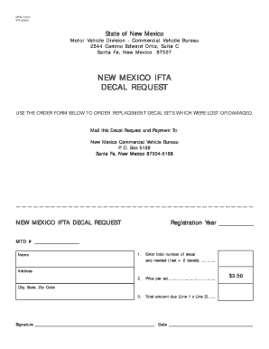 Fillable Online New Mexico IFTA Decal Request Form MVD11212 Fax Email ...