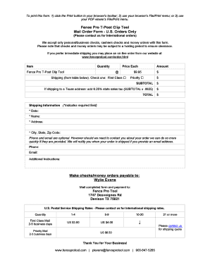 Fillable Online Printable Mail Order Form - Fence Pro T-Post Clip Tool ...