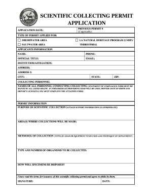 Fillable Online wlf louisiana Scientific Collecting Application ...