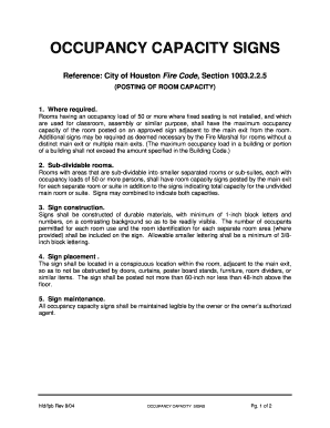 Fillable Online houstontx OCCUPANCY CAPACITY SIGNS - Houston ...