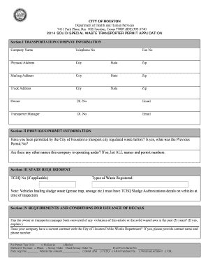 Fillable Online houstontx Permit information - City of Houston Fax ...