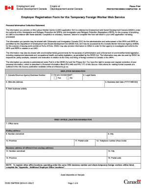 Fillable Online servicecanada gc Employer Registration Form for the TWF ...