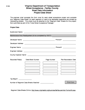 Fillable Online vdot virginia 0105 Virginia Department of ...