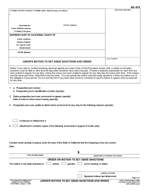 Fillable Online courtinfo ca MC-070 Juror's Motion To Set Aside ...