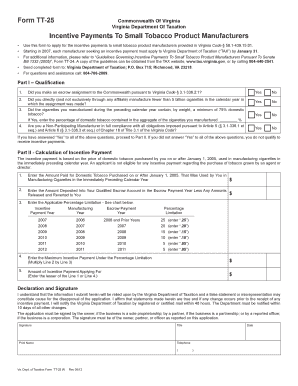 Fillable Online tax2 virginia Form TT-25 Incentive Payments To Small ...