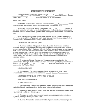 Fillable Online legalforms STOCK REDEMPTION AGREEMENT - legal forms ...
