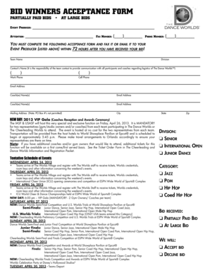 Fillable Online Bid winners acceptance form Fax Email Print - pdfFiller