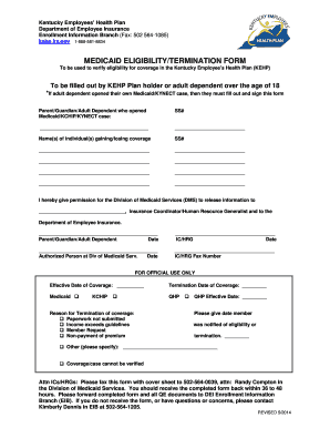 Fillable Online personnel ky Medicaid Eligibility Termination form ...