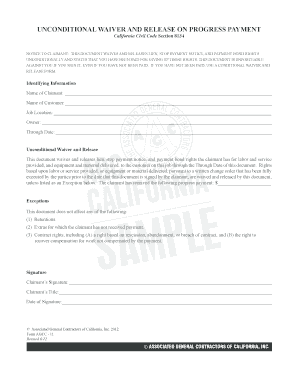 Fillable Online NOTICE TO CLAIMANT: THIS DOCUMENT WAIVES AND RELEASES ...