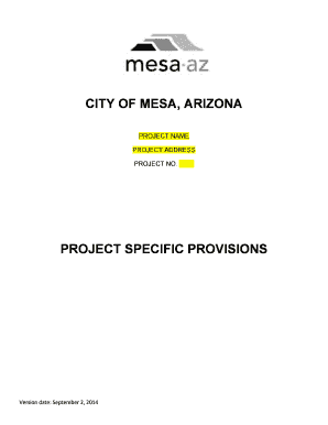 Fillable Online mesaaz CITY OF MESA, ARIZONA PROJECT SPECIFIC ...