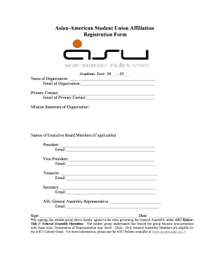 Fillable Online tc umn Asian-American Student Union Affiliation ...