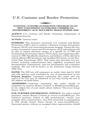 Fillable Online NATIONAL CUSTOMS AUTOMATION PROGRAM (NCAP) Fax Email ...